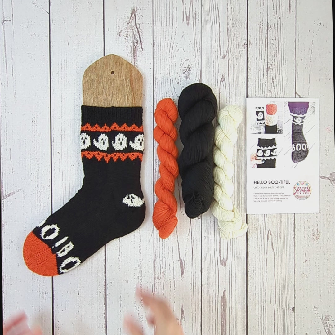 Hello Boo-tiful! - Cute Halloween Sock Kit in Merino Yarn – Yarn Love