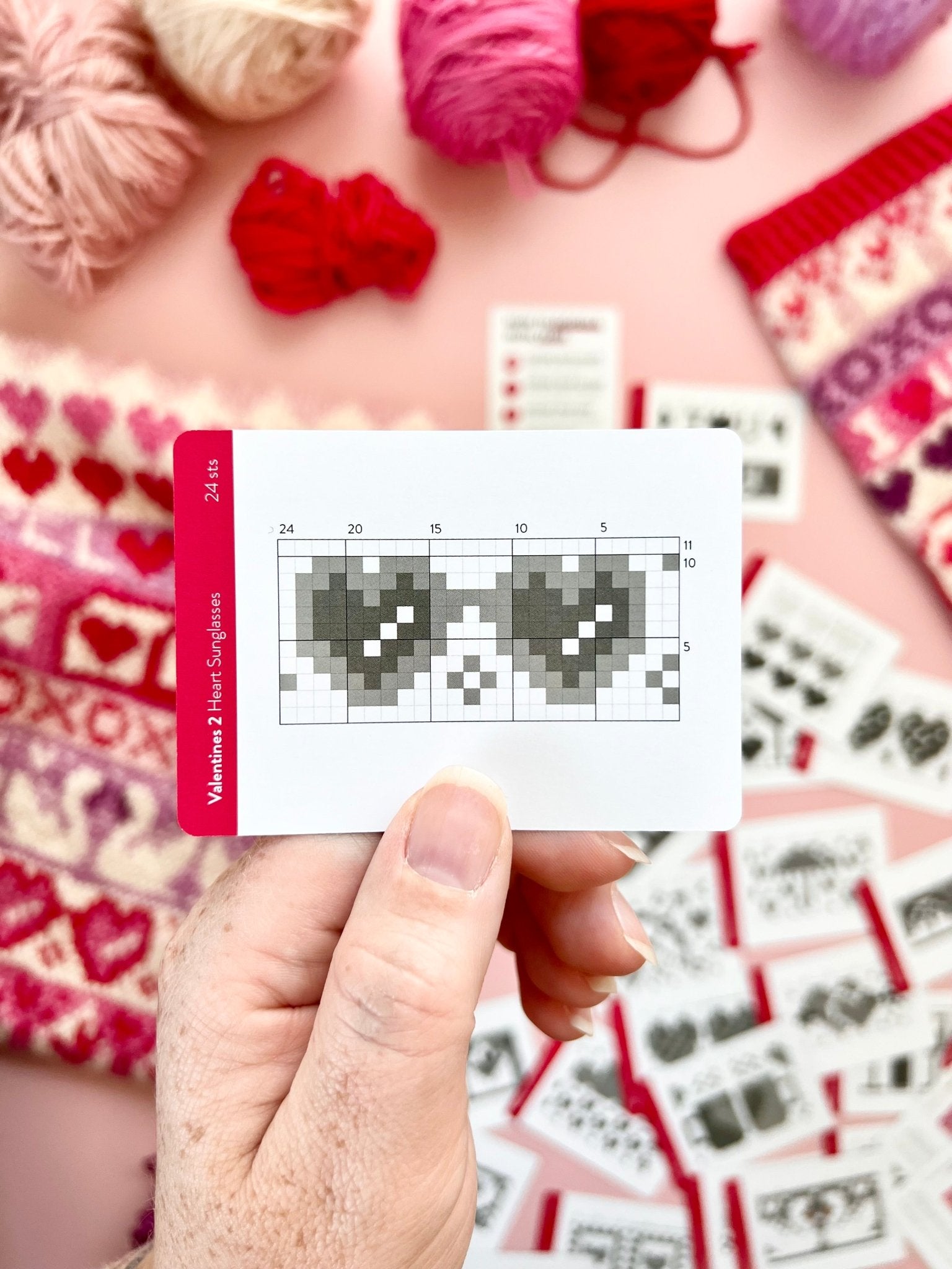 Valentine 2 Doodle Deck Knitting Chart Stitch Dictionary Cards Yarn Love